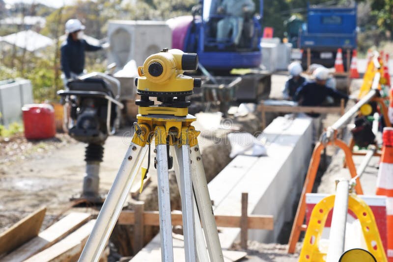 Installation Construction of Street Gutter on the Road Stock Photo ...