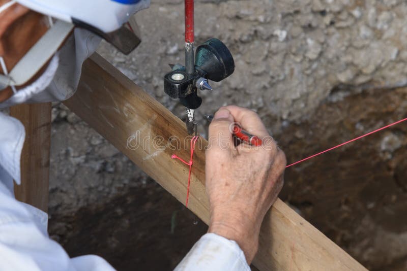 Installation Construction of Street Gutter on the Road Stock Image ...