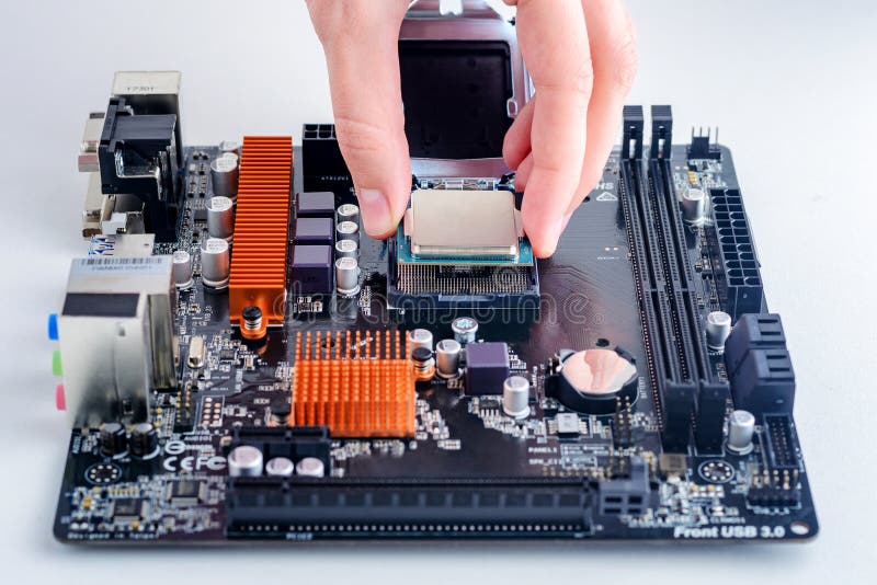 Cpu And Motherboard Installation Stock Image - Image of cooling, inside ...