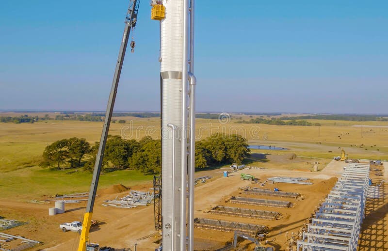 Installation of the Distillation Column with a Lift Crane. Construction ...