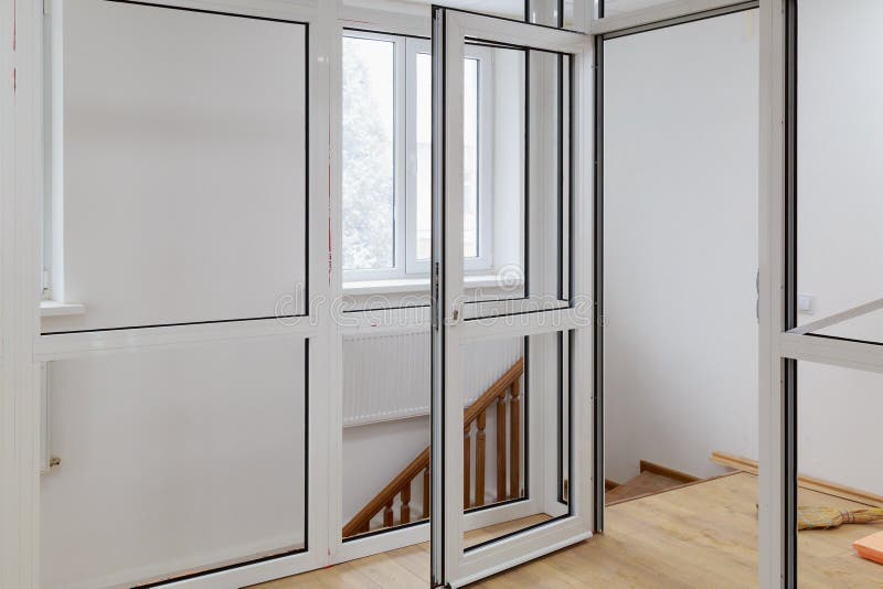 Installation of Double-glazed Windows. Indoor Renovation Stock Photo ...