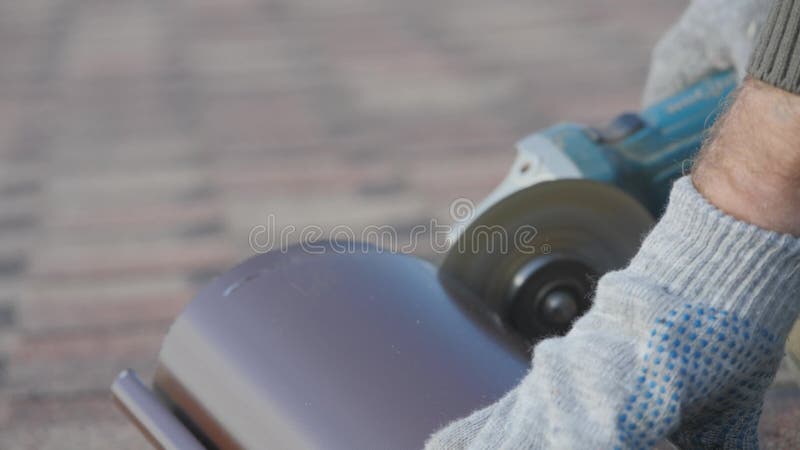 Installation of Drainage System of a Private House. Metal Cutting, Hand ...