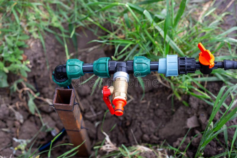 Installation of Drip Irrigation. Distribution Unit of the Irrigation ...