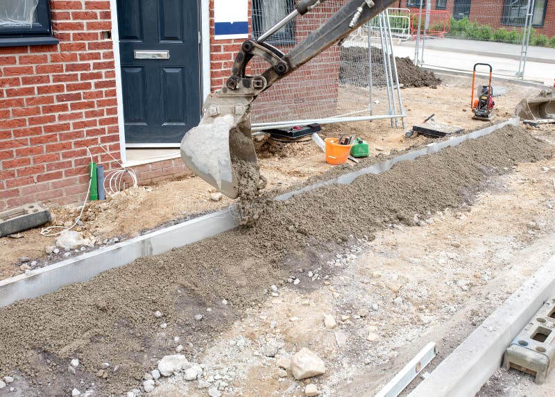 Installation of Edging Kerb during Footpath Construction in Front of ...