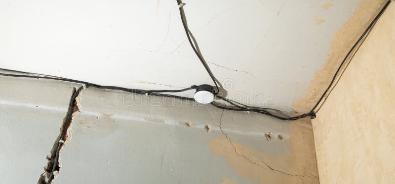 Installation Electrical Cables at Home Stock Photo - Image of ...