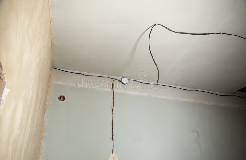 Installation Electrical Cables at Home Stock Photo - Image of repair ...