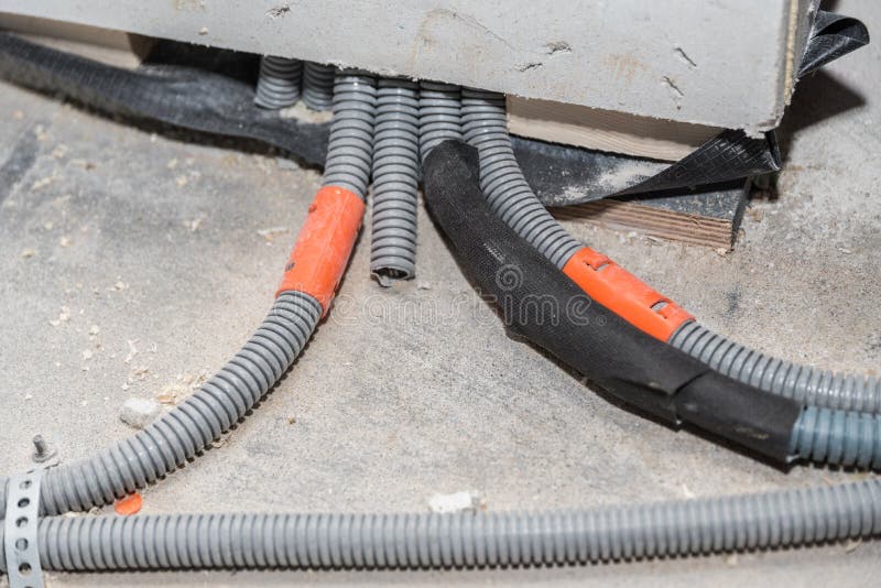 Construction Site with Empty Pipes - Electrical Installation Stock ...