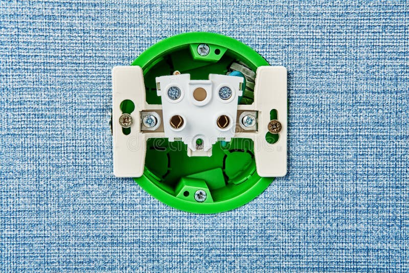 Installation of Electrical Socket Box Inside Drywall Wall Stock Image ...