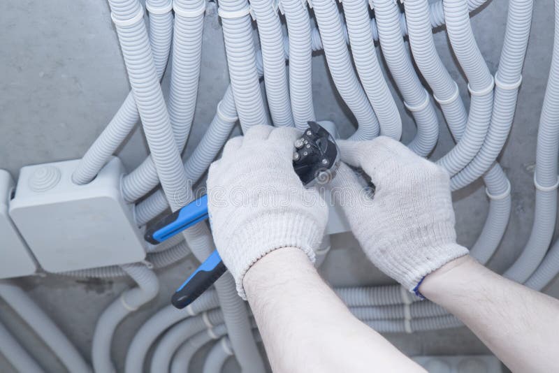 Installation of Electrical Equipment in a New Apartment.Repair of ...