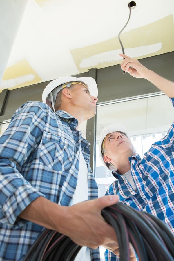 Installation Electrical Junction Box on Ceiling Stock Image - Image of ...