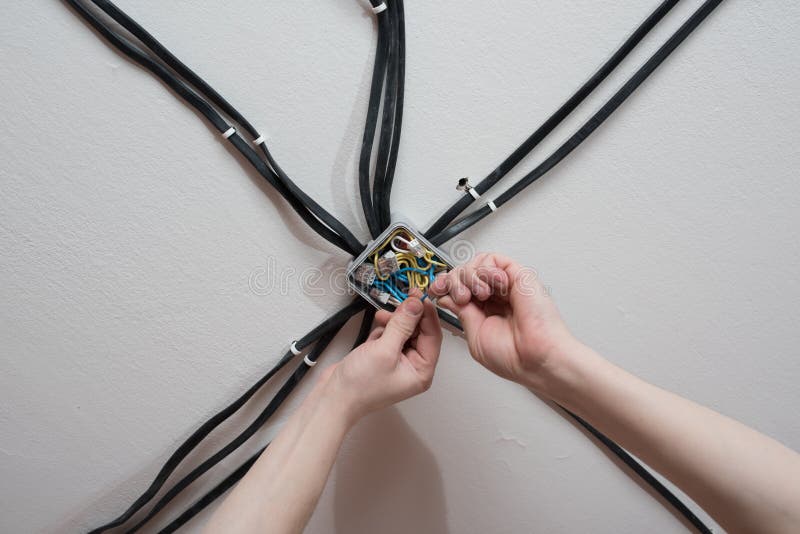Installation of the Electrical Junction Box Stock Photo - Image of ...