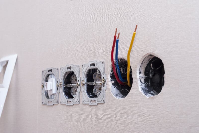 Installation of Electrical Outlets Stock Photo - Image of voltage, volt ...
