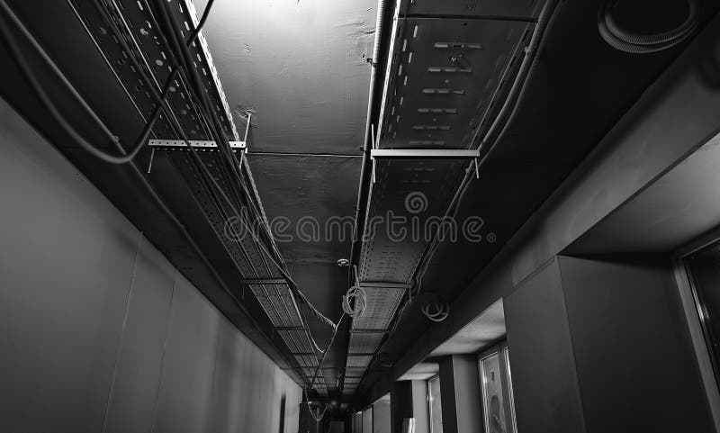 Installation of Electrical Wiring on the Ceiling. Electrical Cable ...