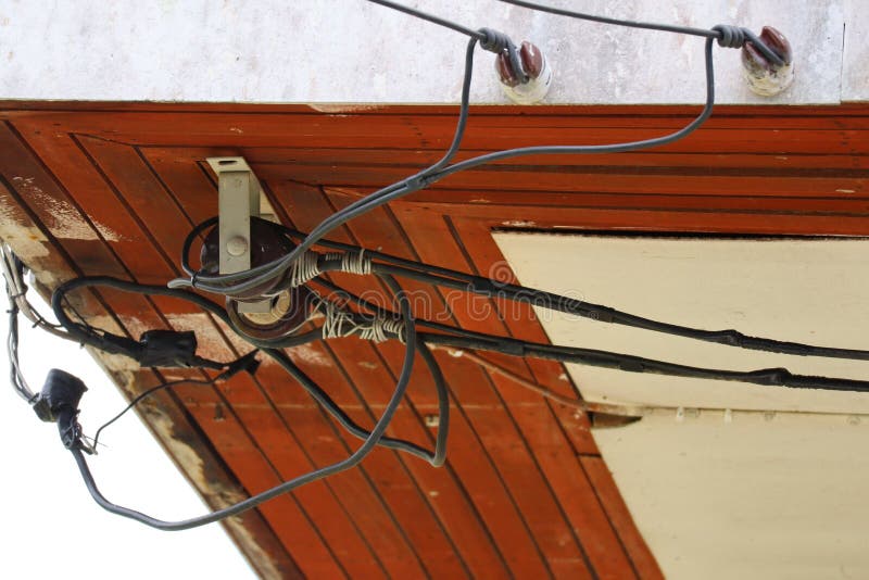 Installation of Electrical Wiring in the Old Building Stock Photo ...