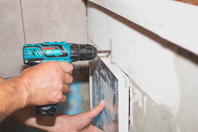 Installation Empty Space for Shelf Under the Bath. Maintenance Repair ...