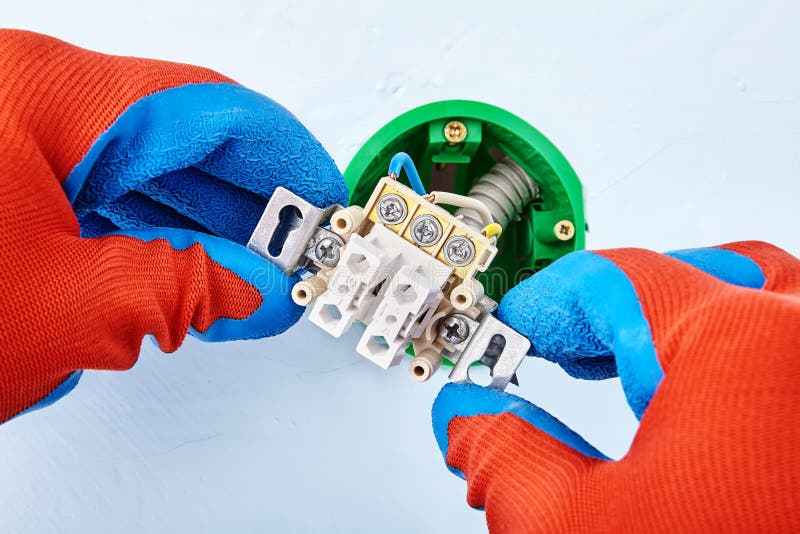 Installation of European Standard Push Button Stock Photo - Image of ...