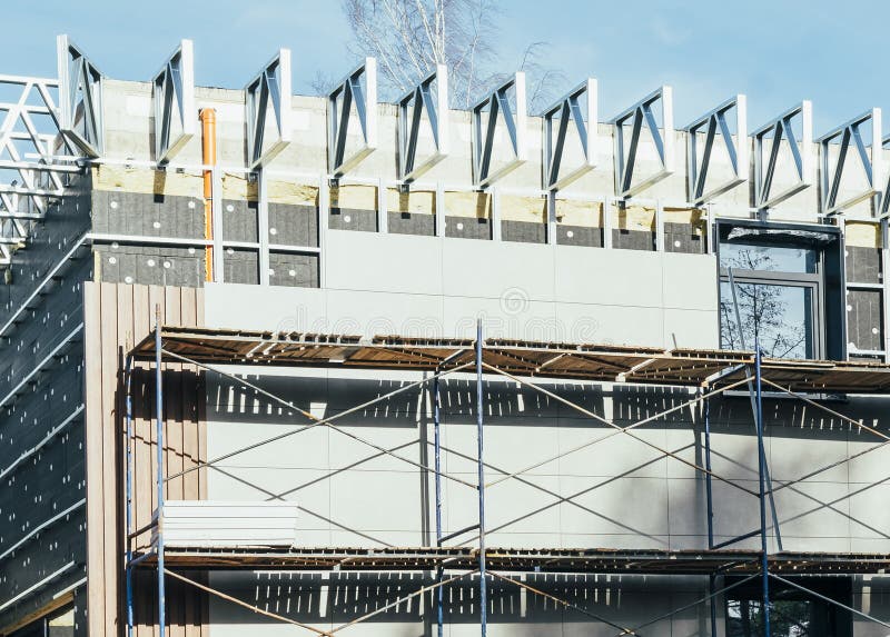 Installation of the Facade of a New House Stock Photo - Image of wall ...