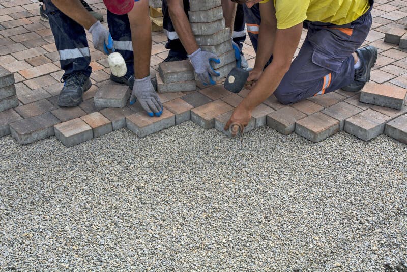 Installation of Floor Bricks Stock Image - Image of install, flooring ...