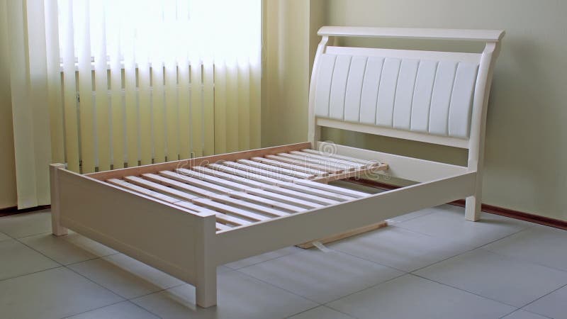 Installation of the Frame of an Orthopedic Wooden Double Bed with a ...