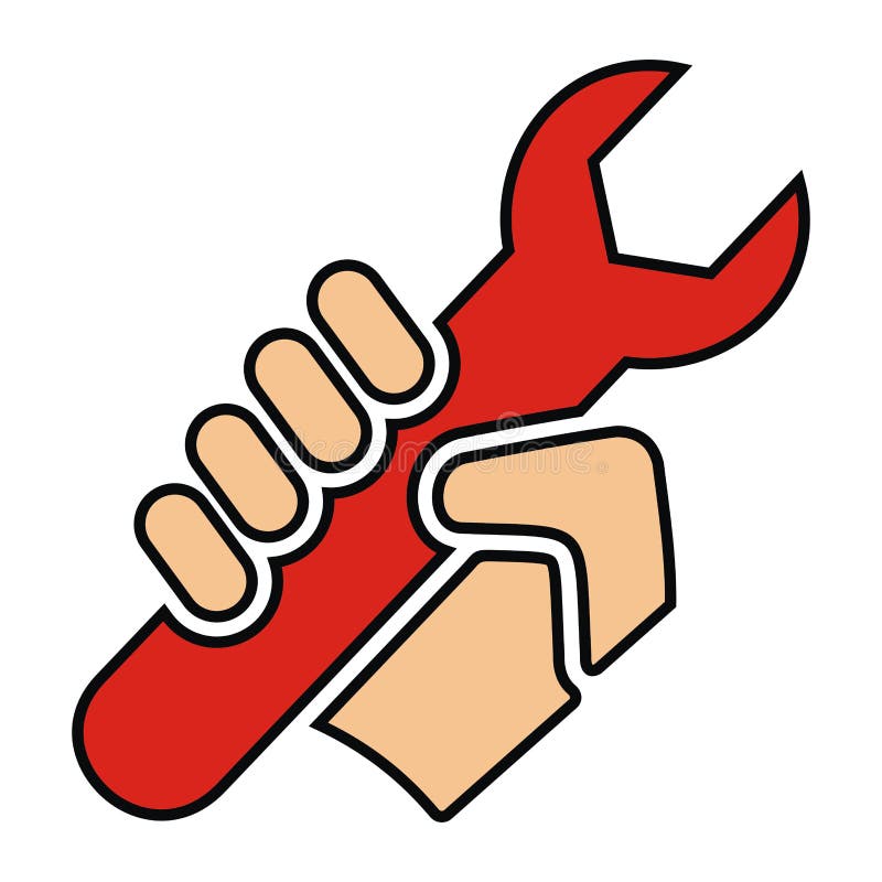 Red Wrench at Hand, Vector Icon Stock Vector - Illustration of ...