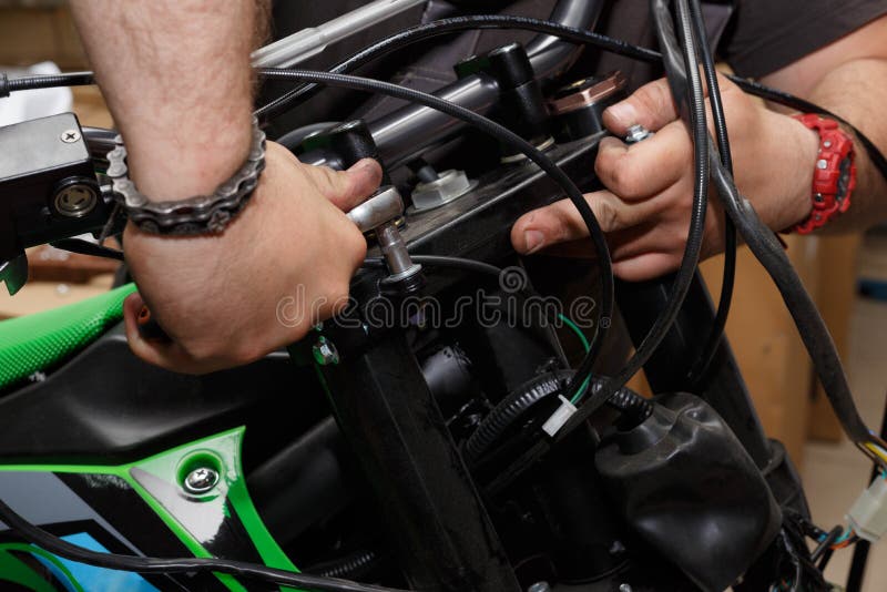 Installation of the Instrument Panel on the New Motorcycle in the ...