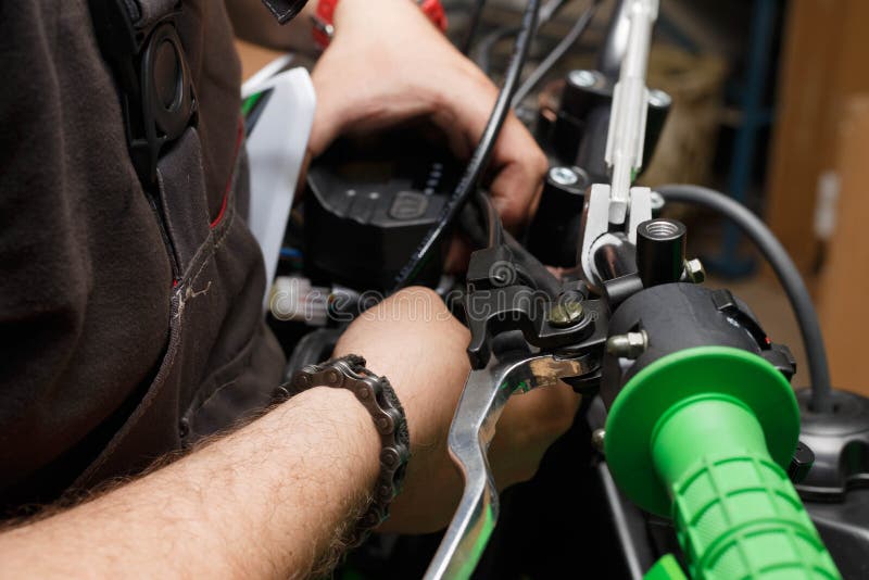 Installation of the Instrument Panel on the New Motorcycle in the ...