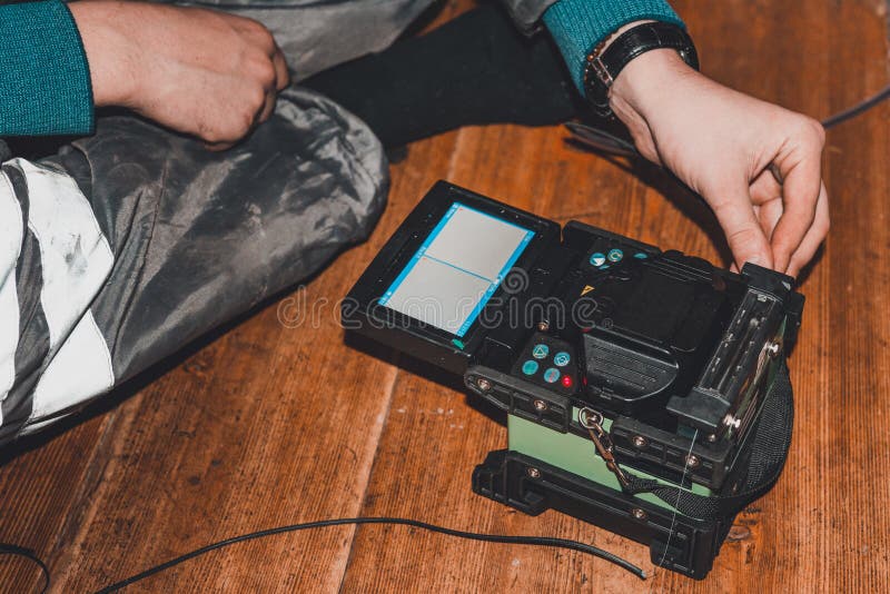 Installation of Internet Cable, Soldering of Torn Wire at Home Stock ...