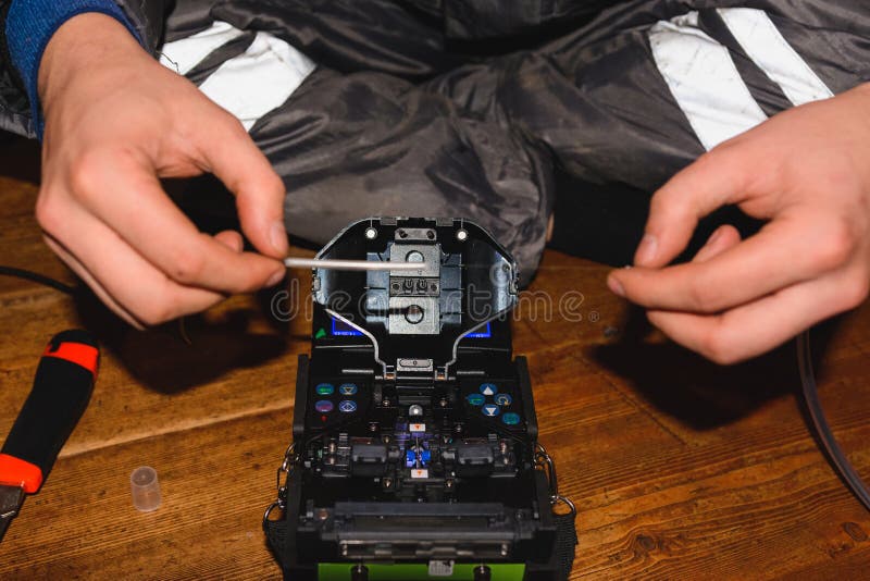 Installation of Internet Cable, Soldering of Torn Wire at Home Stock ...