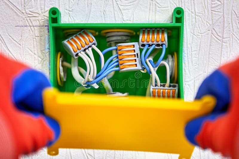 Installation of Junction Box for Concealed Wiring Stock Image - Image ...