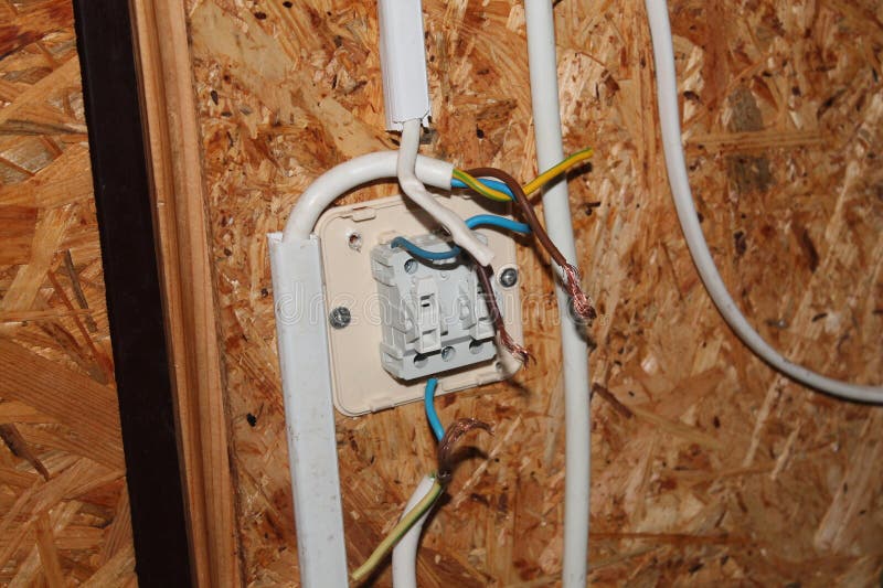 Junction Box with Electrical Wires in the Wall Stock Photo - Image of ...