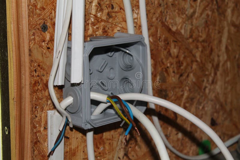 Junction Box with Electrical Wires in the Wall Stock Photo - Image of ...