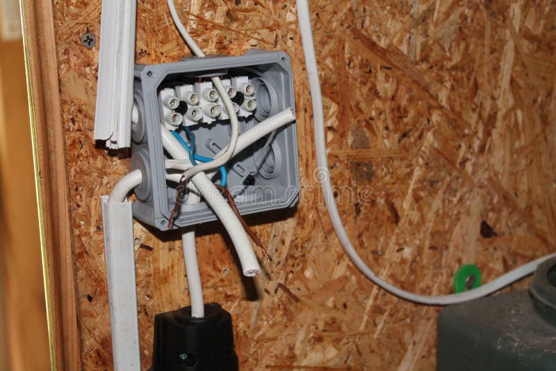 Junction Box with Electrical Wires in the Wall Stock Photo - Image of ...