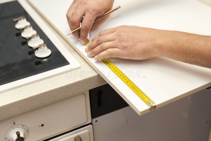 Installation of Kitchen Parts Stock Photo - Image of modern, home: 96103342