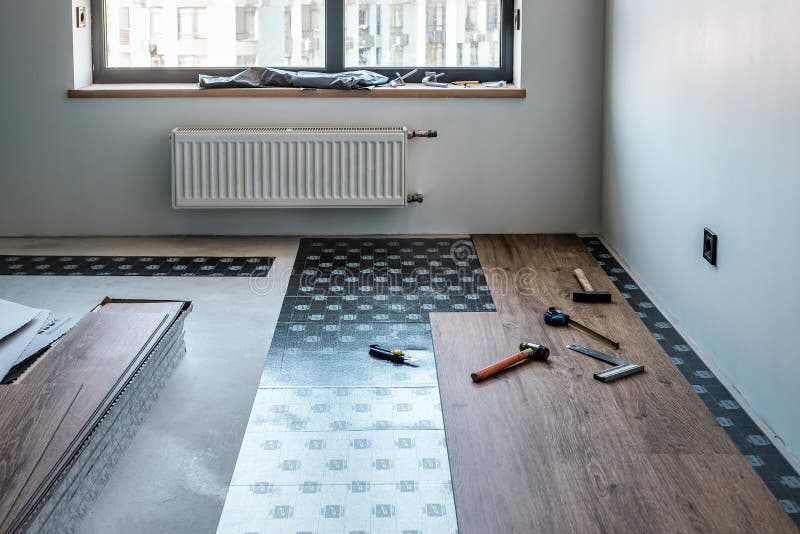 Installation of Laminate or Vinyl Floor, Different Tools Stock Image ...