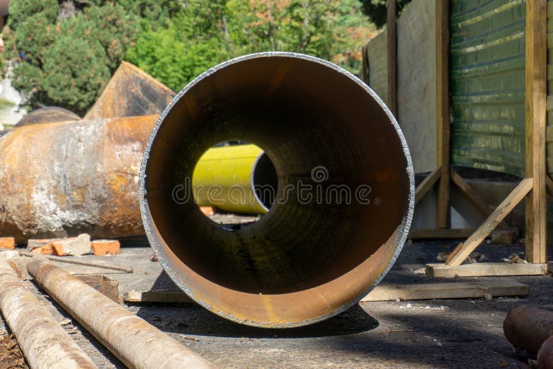 Installation of a Large Water Pipe Stock Image - Image of loading ...