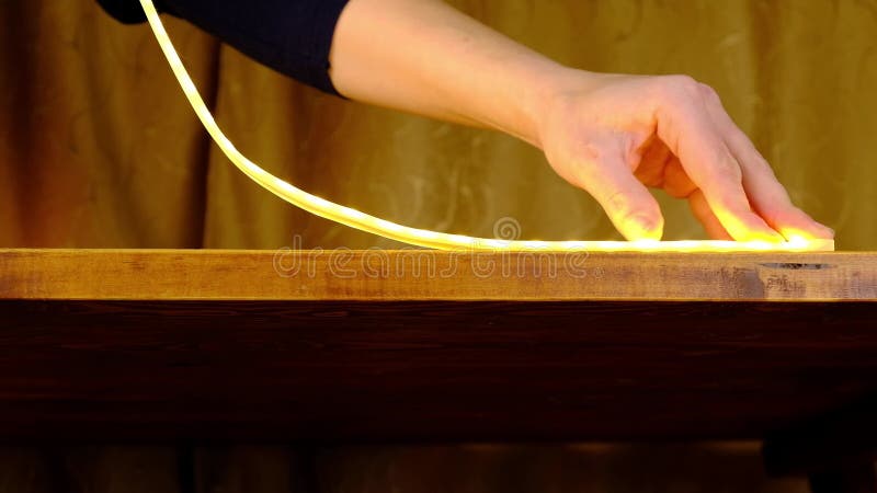 Installation of LED Strip, Decorative Light Stock Footage - Video of ...