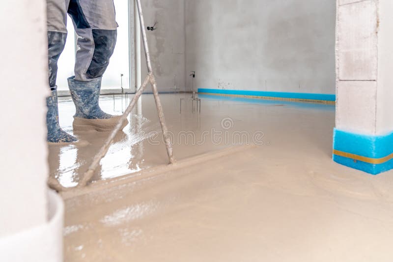 Installation of Liquid Concrete on the Floor for Underfloor Heating ...