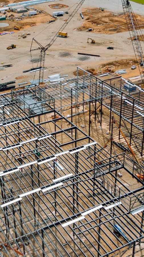 During Installation Metal Frame for Steel Warehouse Construction Frame ...