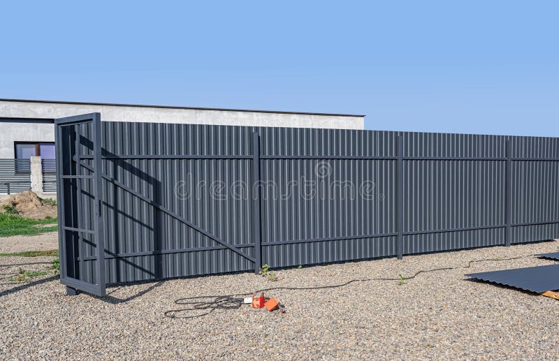 Installation of Metal Gates. Stock Image - Image of gate, install ...