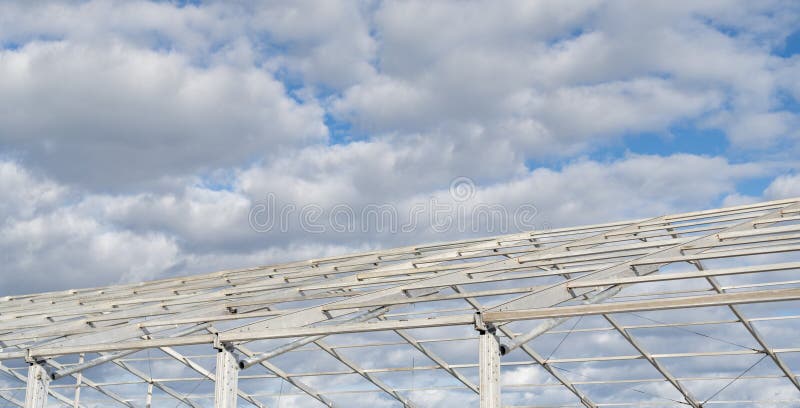 Installation of Metal Structure at Cloudy Sky. Metal Construction ...