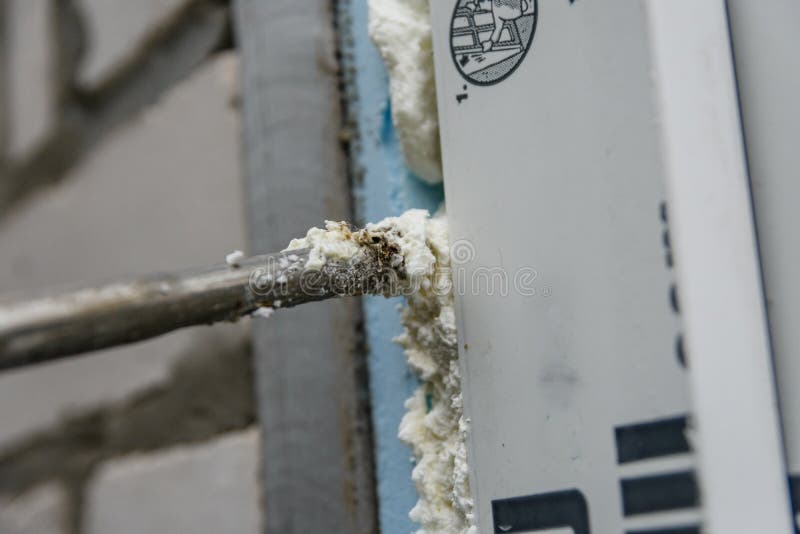 Installation of the Modern Window Made of PVC Profiles Stock Photo ...