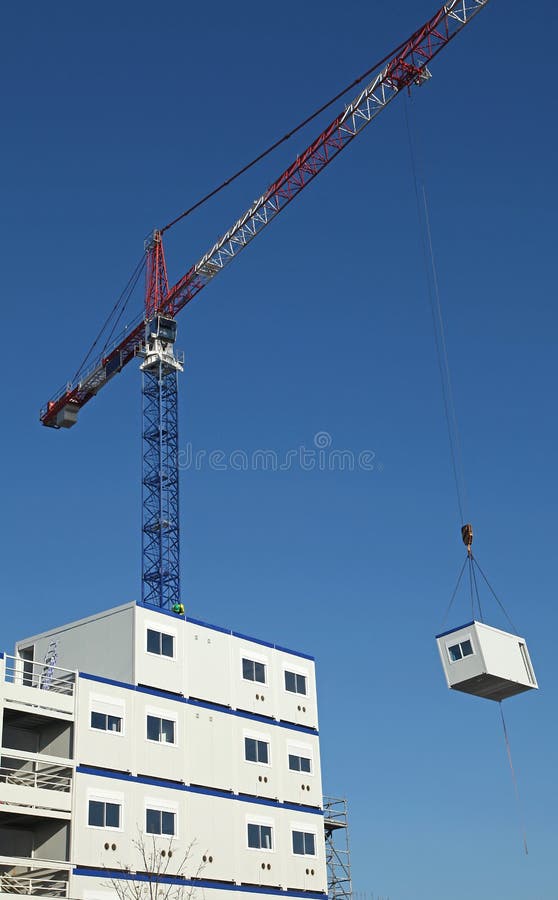 Installation of a Modular Construction Element Stock Image - Image of ...