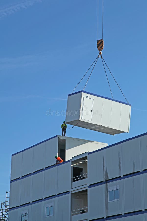 Installation of a Modular Construction Element Stock Image - Image of ...