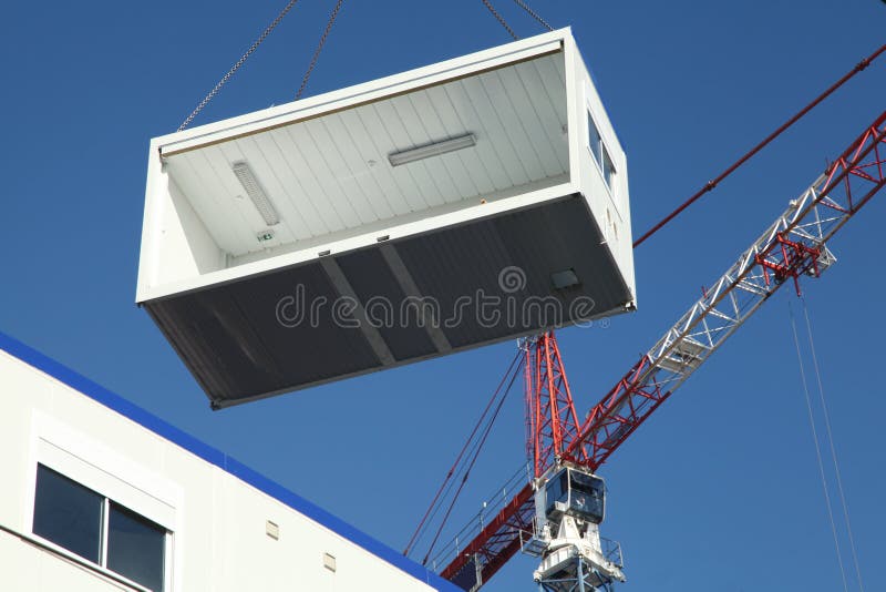 Installation of a Modular Construction Element Stock Image - Image of ...