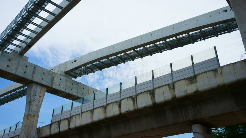 Installation of Monorail Train on Its Track Elevated Over Road Rapid ...
