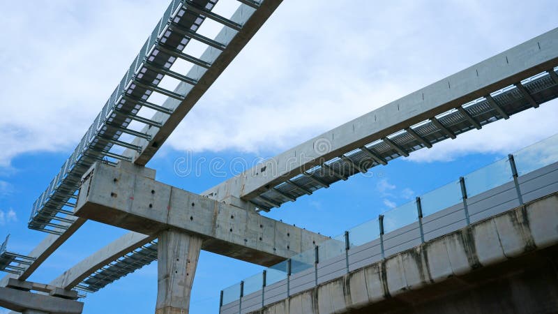 Installation of Monorail Train on Its Track Elevated Over Road Rapid ...