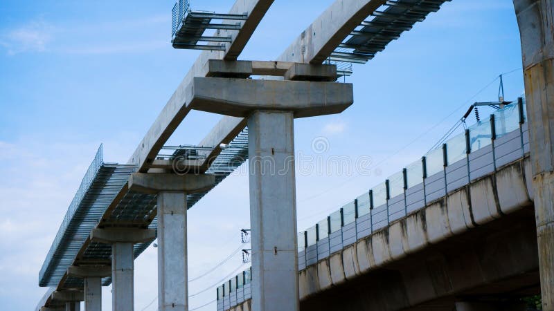 Installation of Monorail Train on Its Track Elevated Over Road Rapid ...