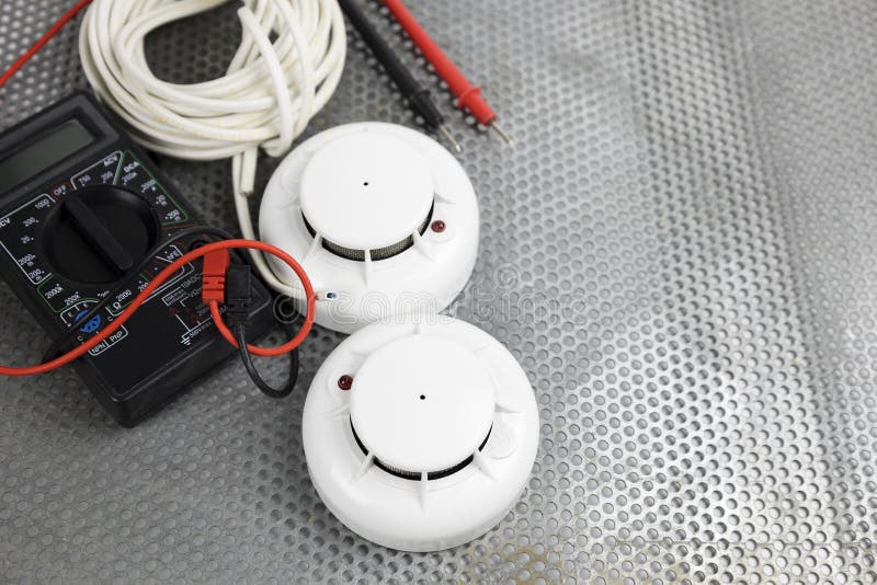 Installation of a New Fire Alarm System, Smart Home. Stock Image ...