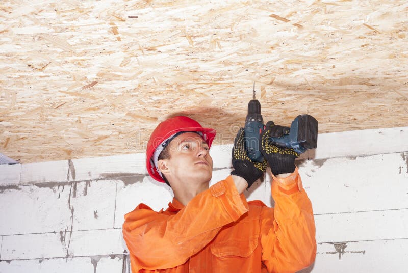 Installation of OSB stock image. Image of siding, building - 68348175