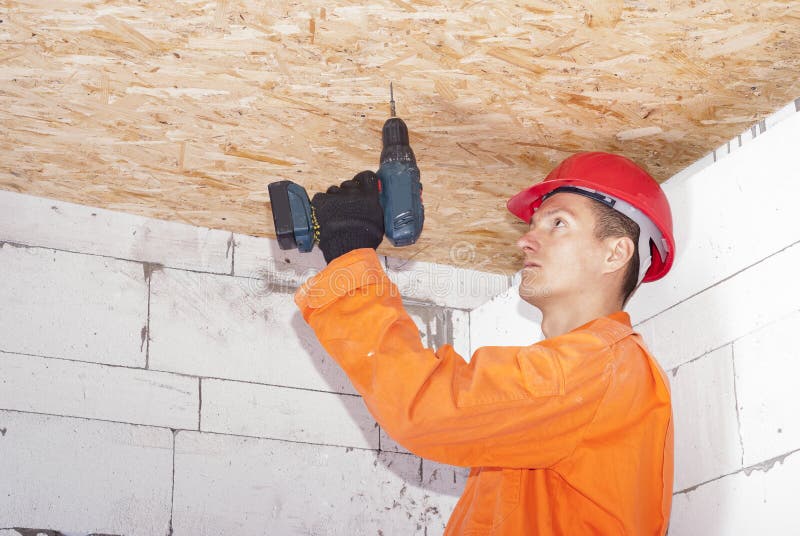 Installation of OSB stock image. Image of construction - 68348763